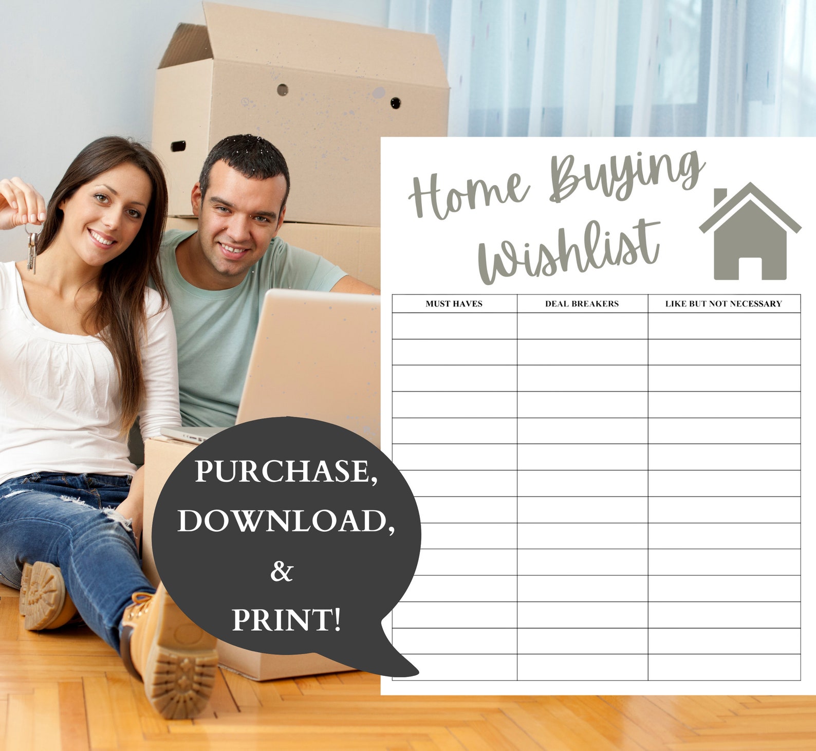 Home Wishlist Printable — House Checklist Instant Downloadable ...