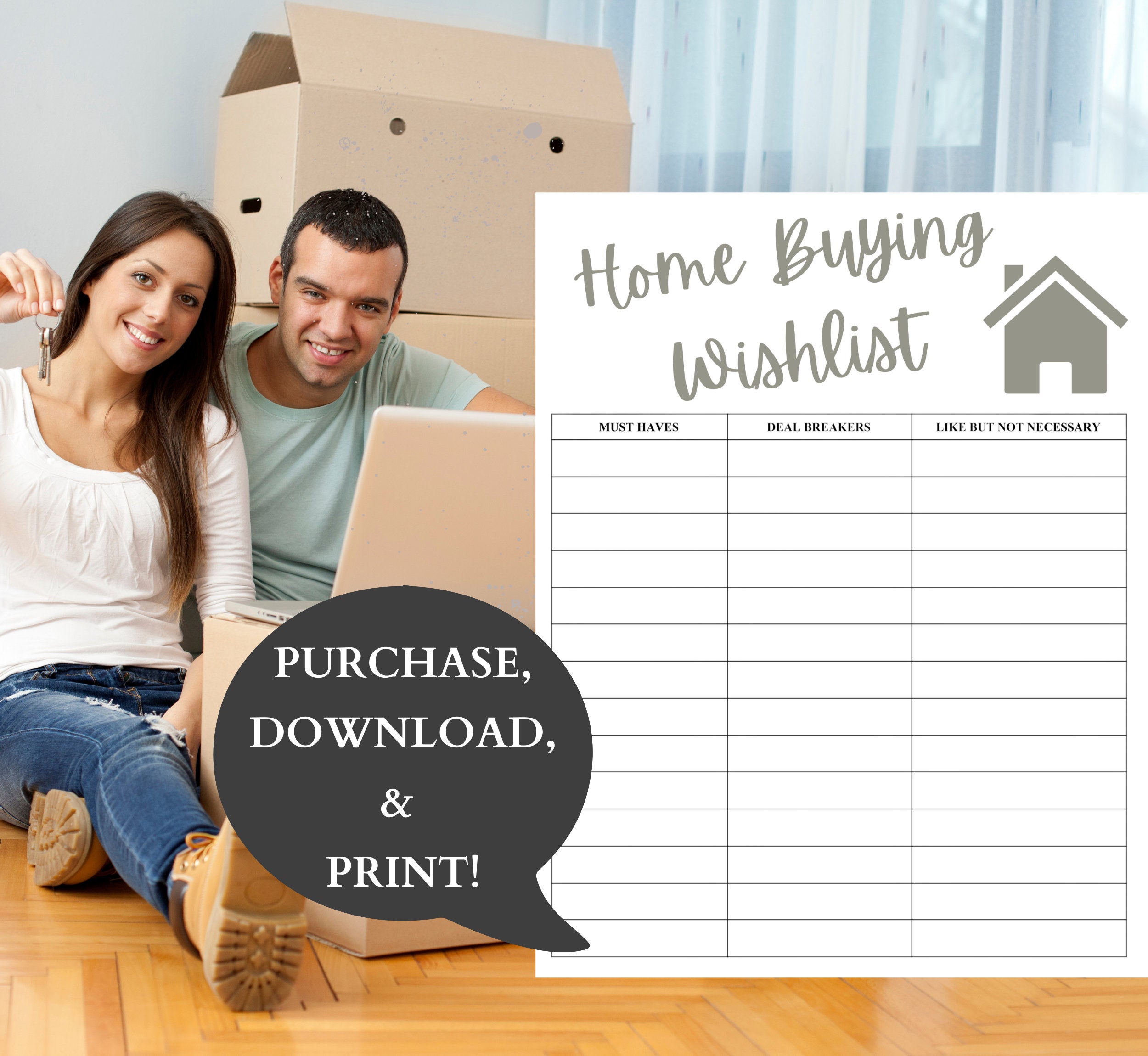 Home Wishlist Printable — House Checklist Instant Downloadable ...