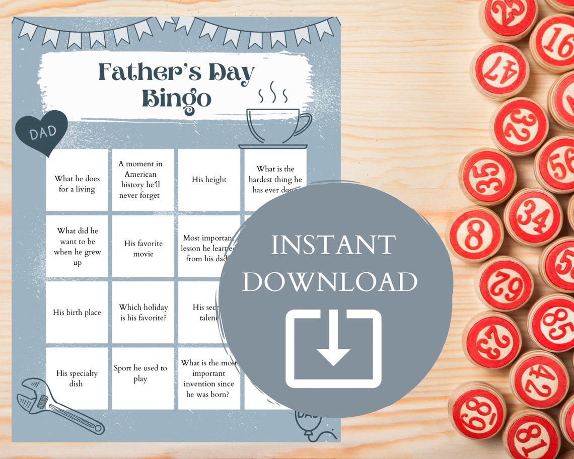 Father’s Day Bingo Party Game — 8 Printable Bingo Sheets With Unique ...