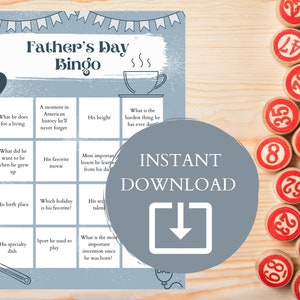 Father’s Day Bingo Party Game — 8 Printable Bingo Sheets With Unique ...