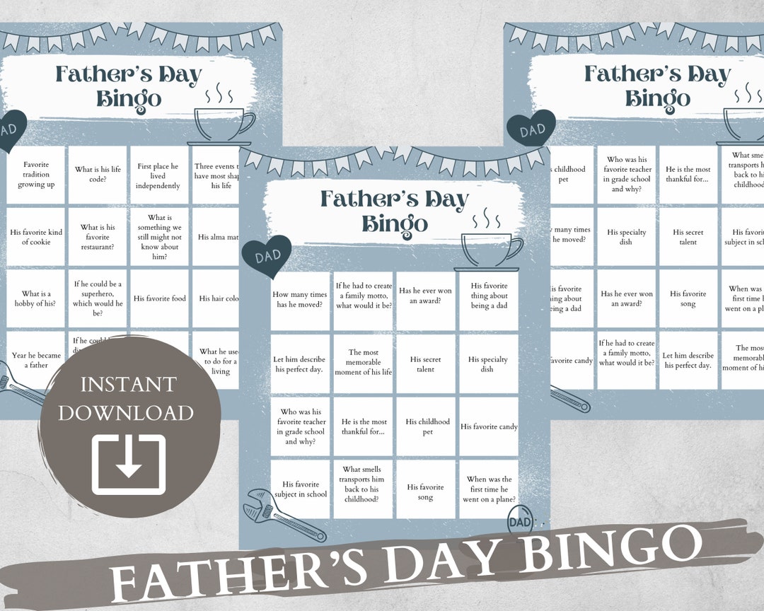 Father’s Day Bingo Party Game — 8 Printable Bingo Sheets With Unique ...