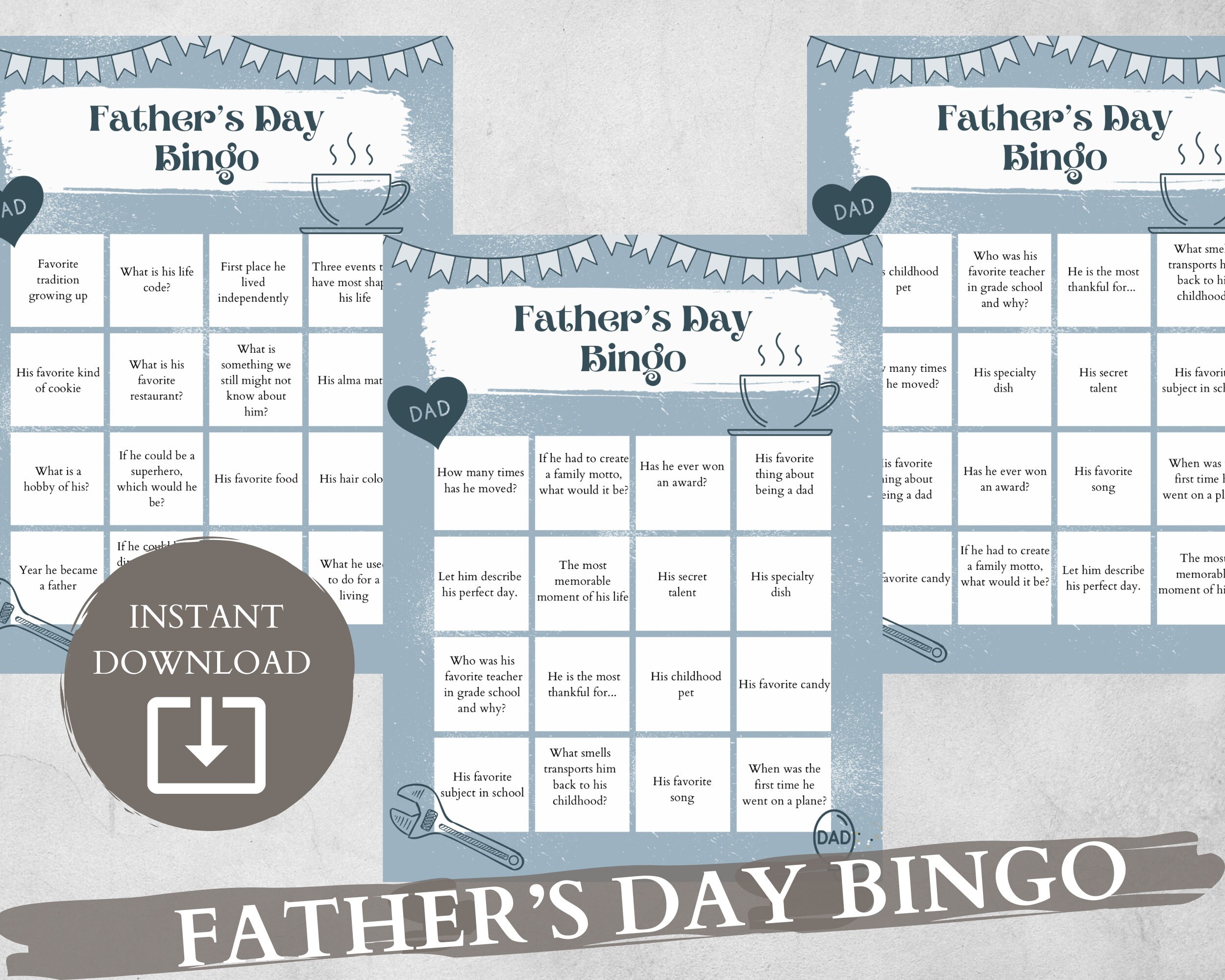 Father’s Day Bingo Party Game — 8 Printable Bingo Sheets With Unique ...