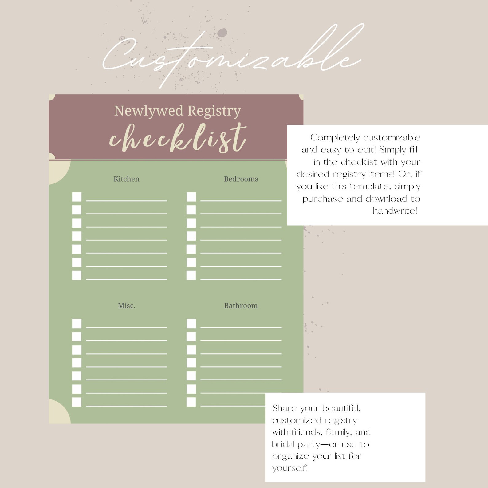Bridal Shower Checklist Printable