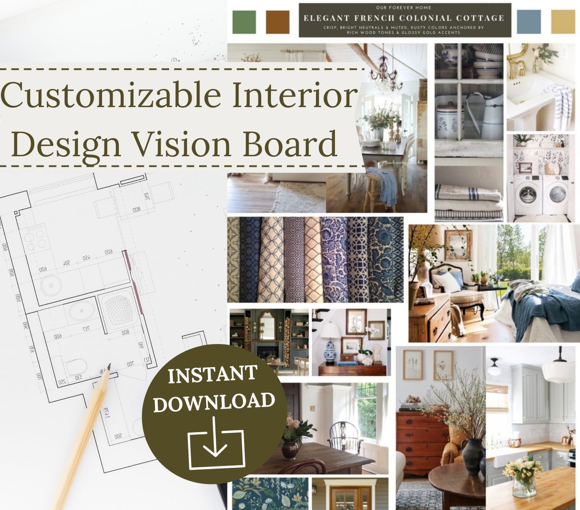 Interior Design Home Vision Board Template — Customizable Canva Home ...