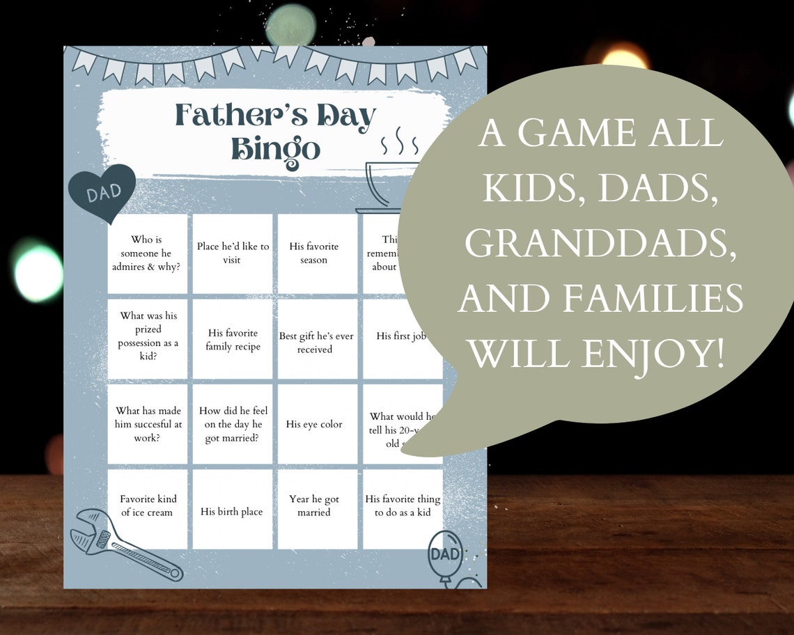 Fathers Day Bingo Party Game 8 Printable Bingo Sheets With Unique ...
