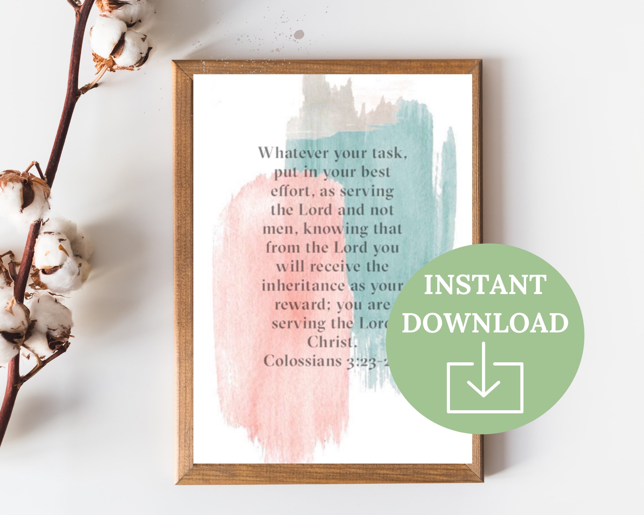 Colossians 3:23-24 Wall Art Printable Digital Download | Etsy