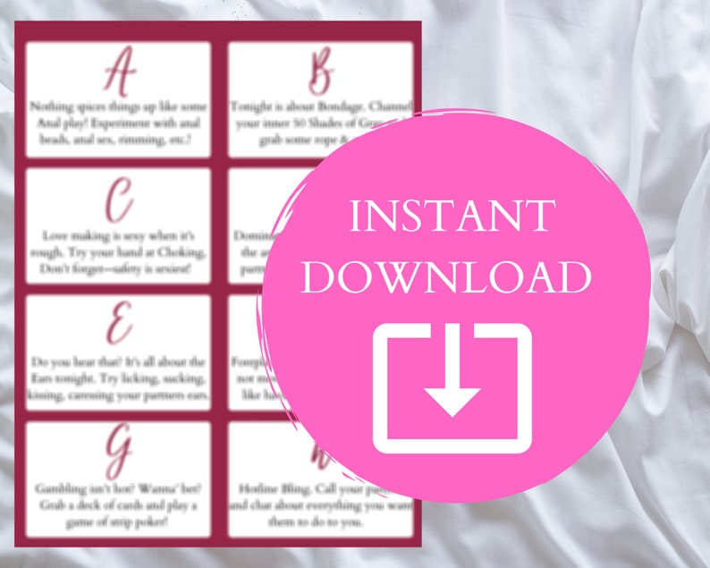 Naughty Abc Sex Games — Digital Printable Download Adult Bedroom Foreplay Game Etsy