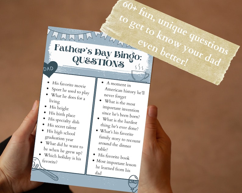 Father’s Day Bingo Party Game — 8 Printable Bingo Sheets With Unique ...