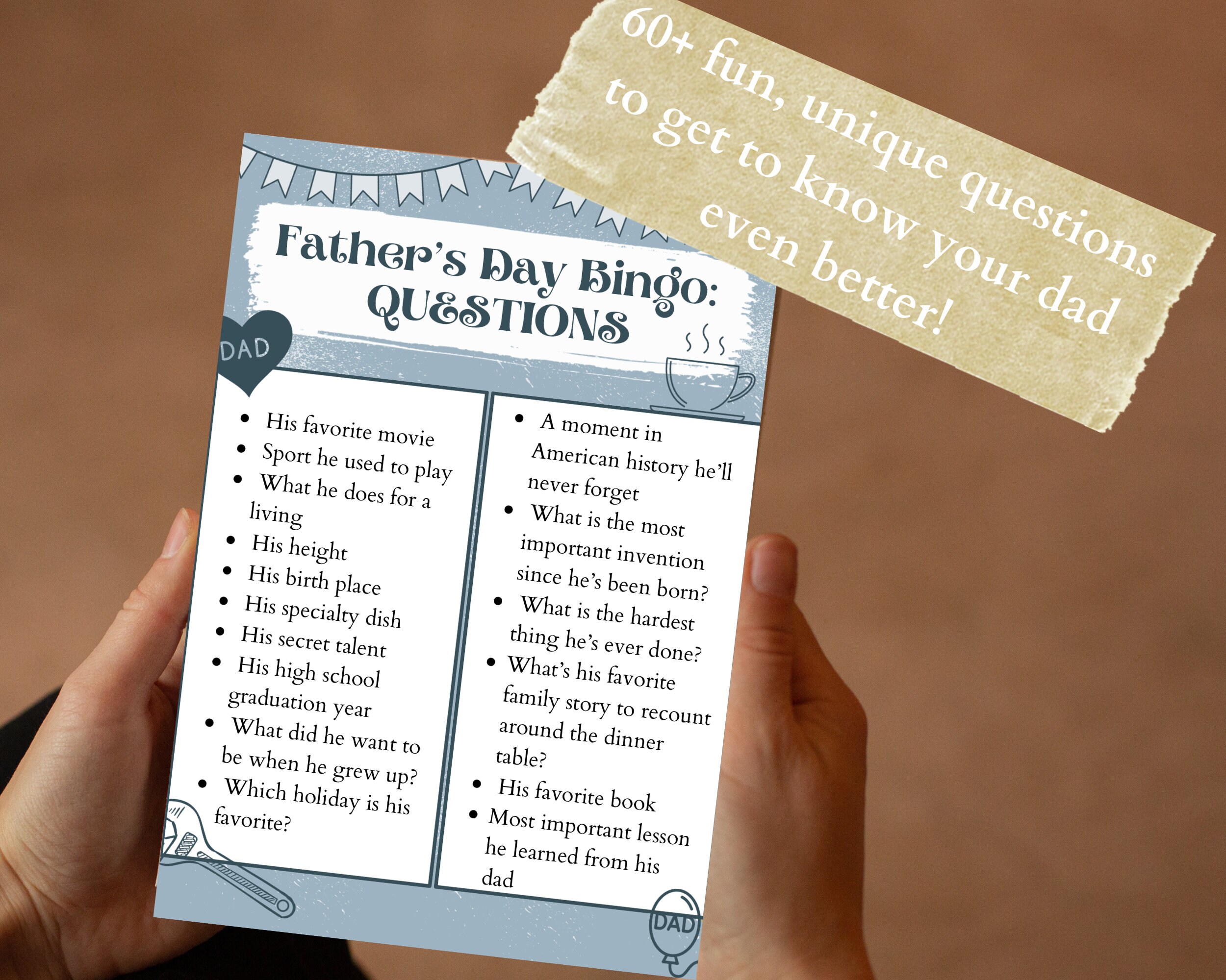 Father’s Day Bingo Party Game — 8 Printable Bingo Sheets With Unique ...