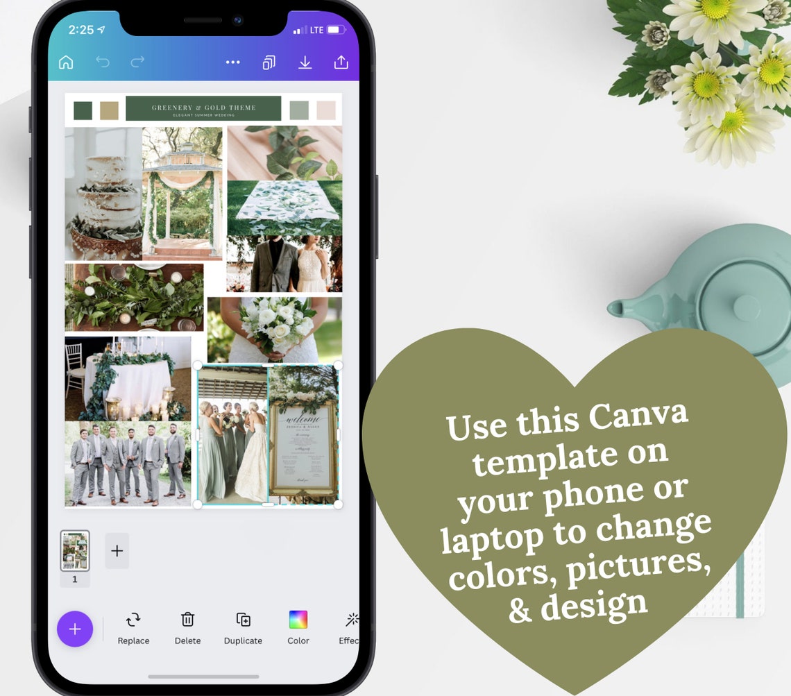Wedding Vision Board Template — Customizable Canva Wedding Inspiration ...
