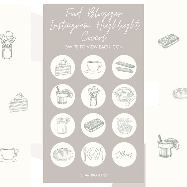 Insta Highlight Covers for Food - Etsy
