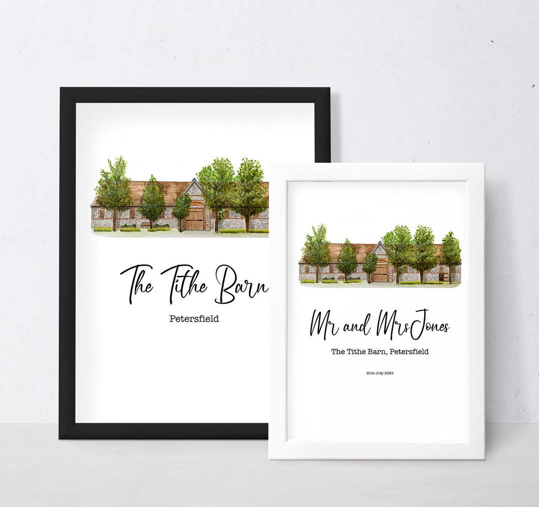 Tithe Barn, Petersfield Wedding Venue Print Personalised or non ...