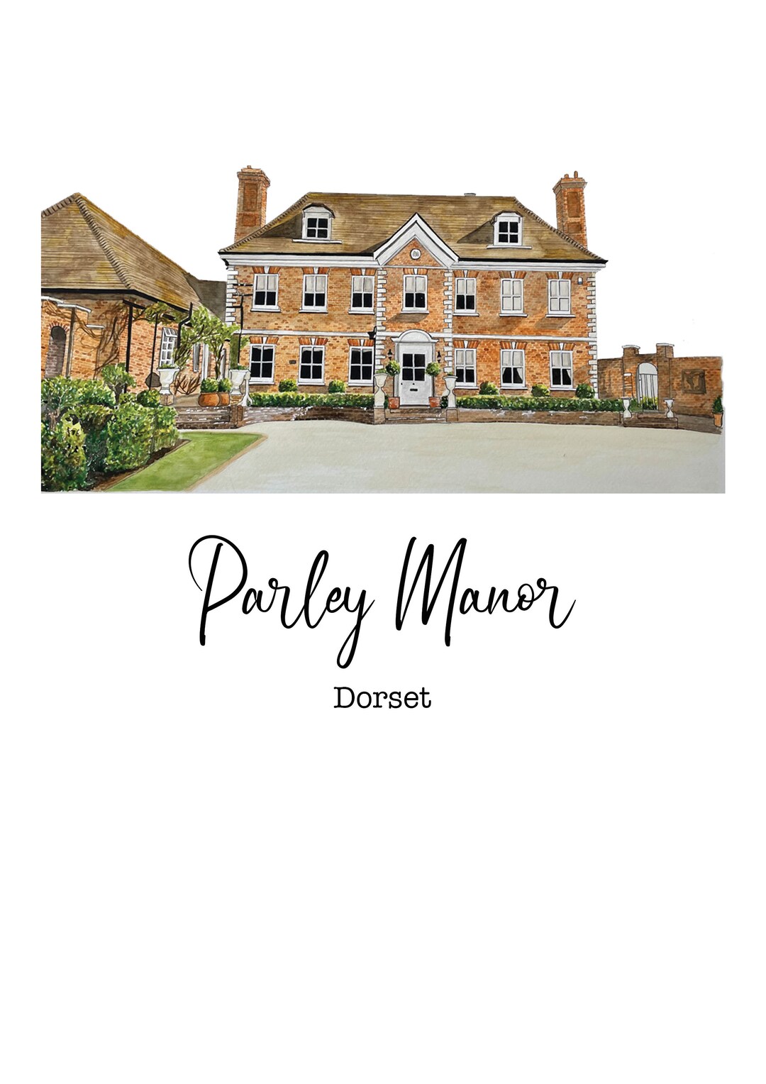 Parley Manor, Dorset Wedding Venue Print Personalised or Non ...