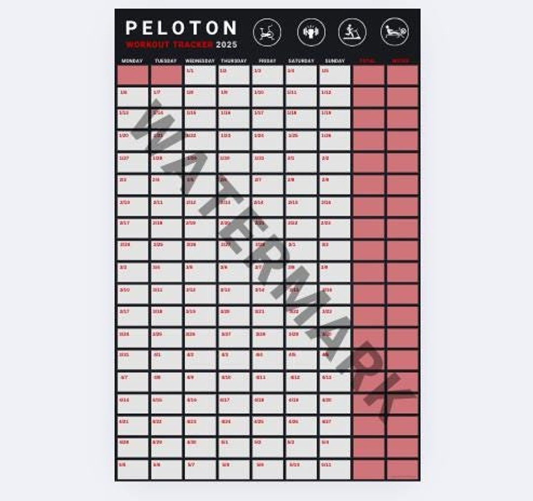 2025 Workout Tracker - Bike, Strength, Tread, Rower Logos (11x17, 3 ...