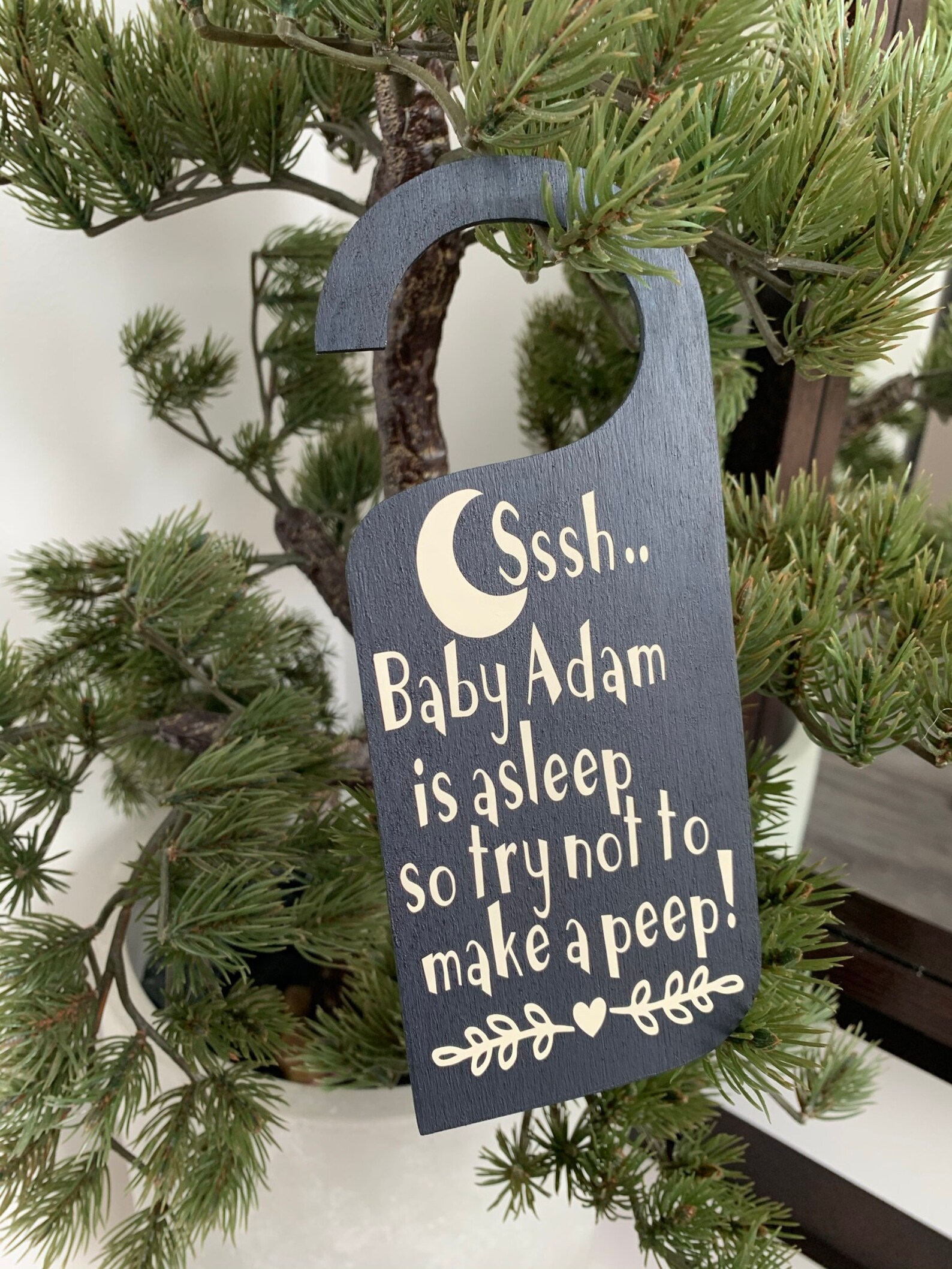 Personalised Ssh Baby Sleeping Door Hanging Wooden Do Not - Etsy
