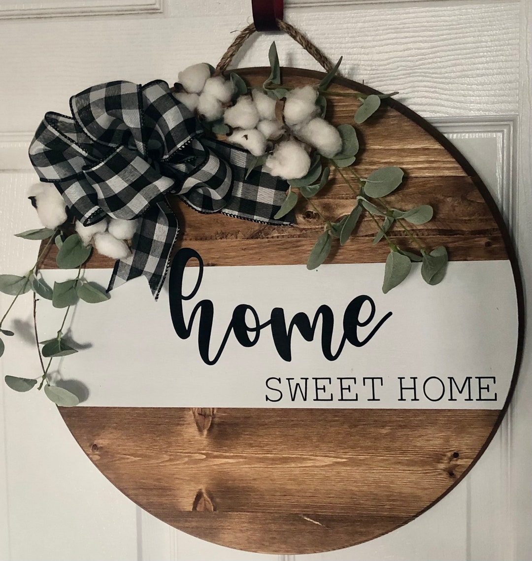 Home Sweet Home Wood Round Sign - Etsy