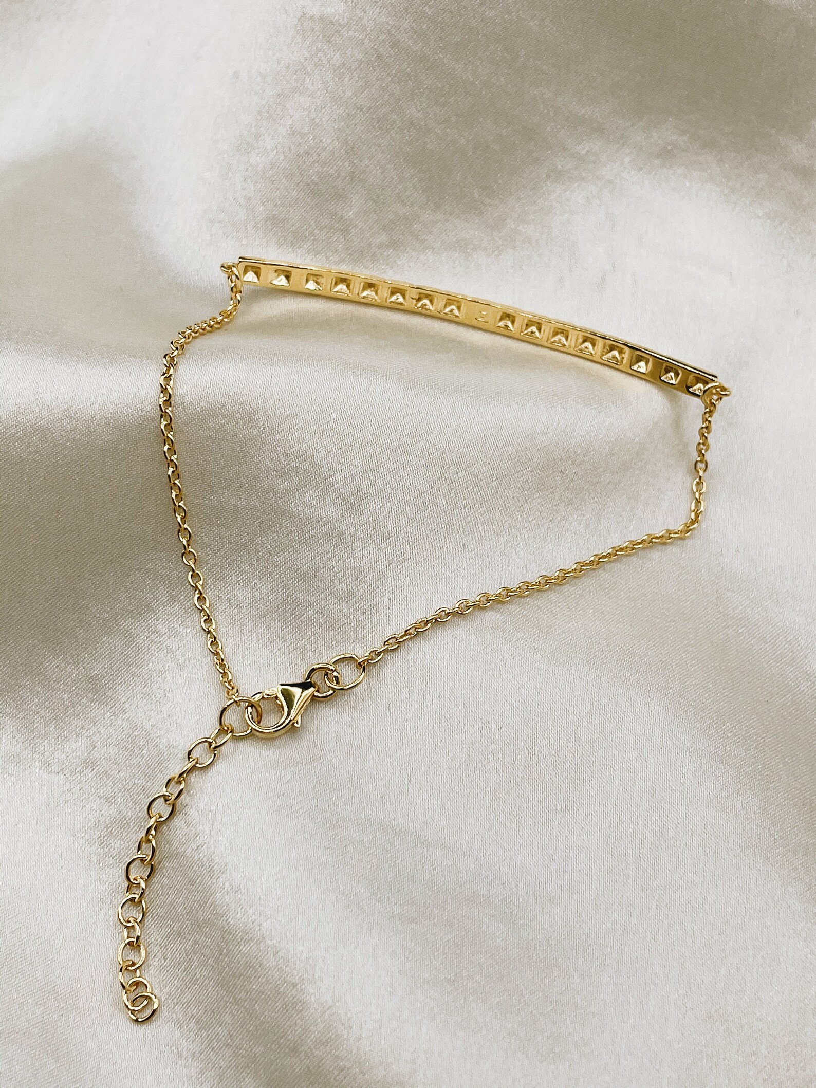 Thin Gold Bar Bracelet 18K Gold Plated Sterling Silver - Etsy
