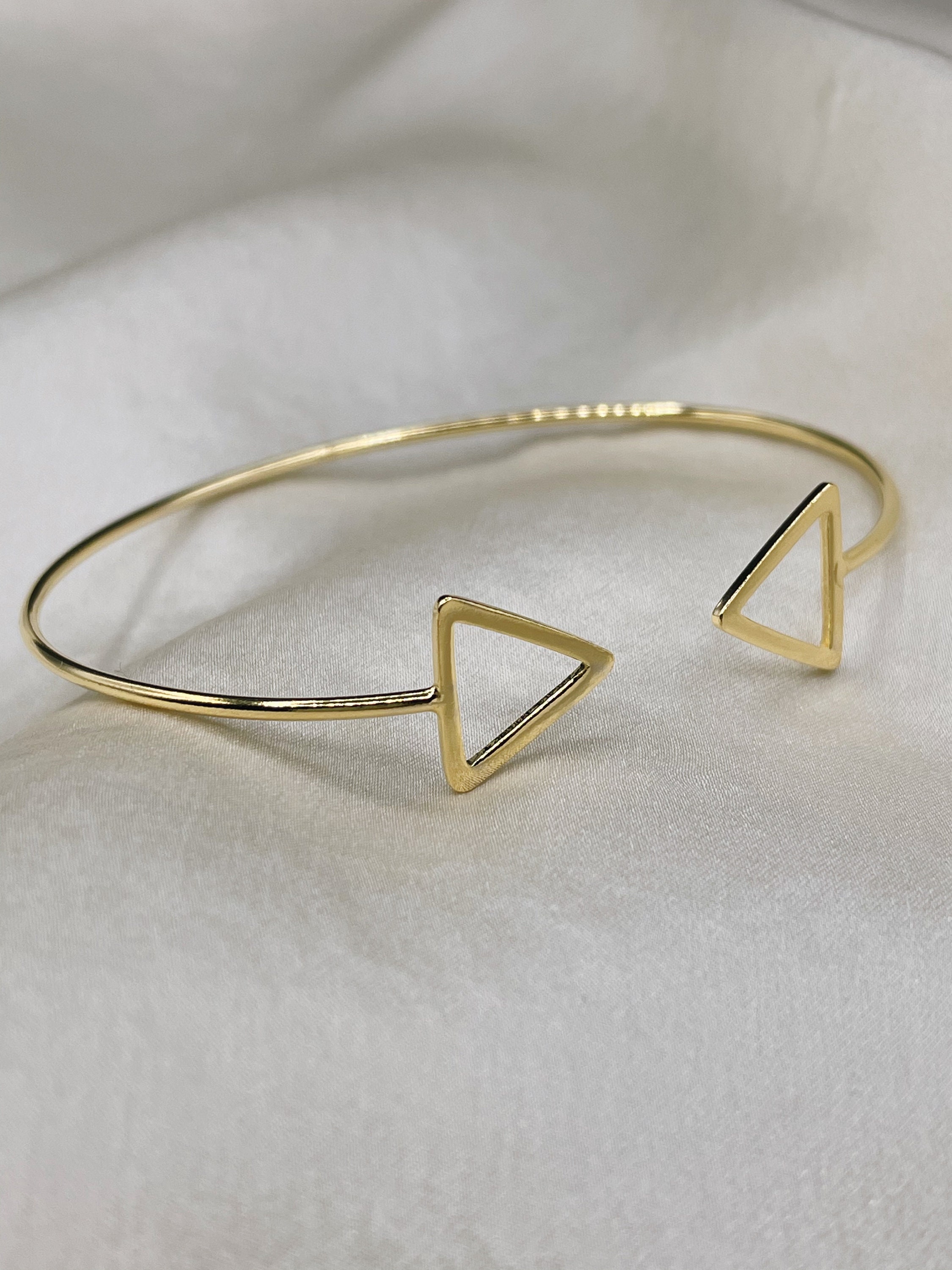 Arrow Outline Bangle, 18K Gold Plated Sterling Silver Bracelet B18 - Etsy