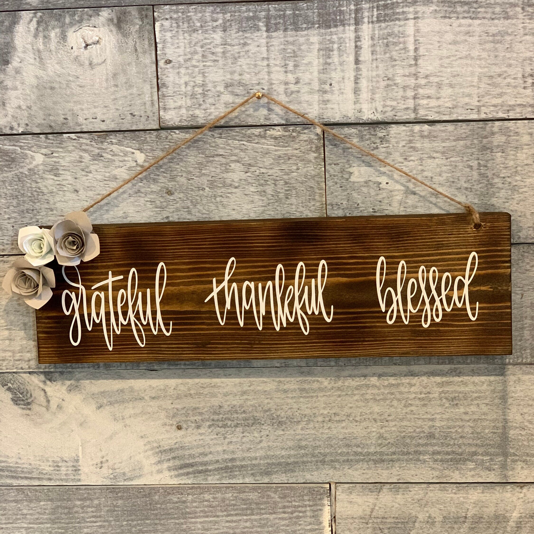 Rustic Grateful Thankful Blessed Wall Art - Home Décor - Wood Sign ...