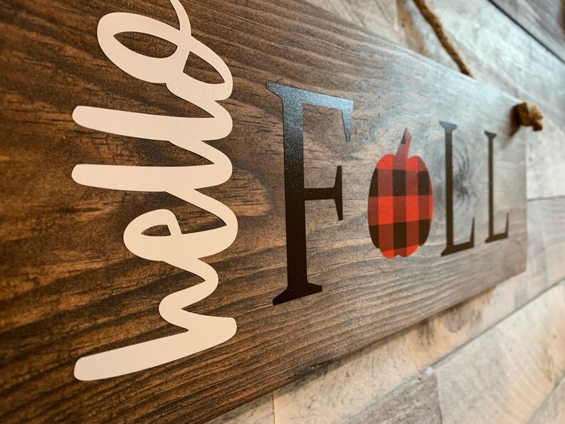 Hello Fall Sign Wooden Signage Rustic USA Made Custom - Etsy