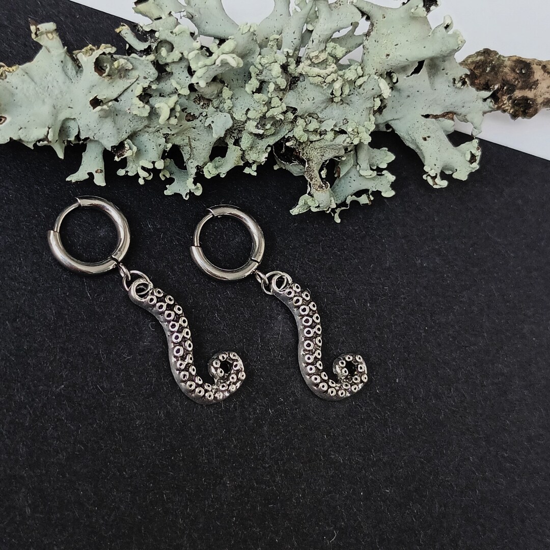 Goth Huggie Hoop Earrings Octopus Tentacle. Gothic Earrings - Etsy