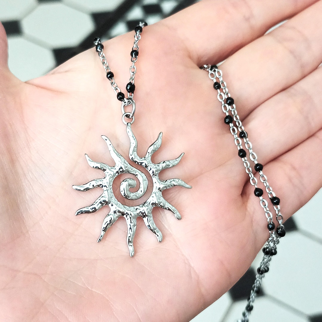 Grunge Gothic Spiral Sun Necklace: Y2K Emo Alt Jewelry - Etsy