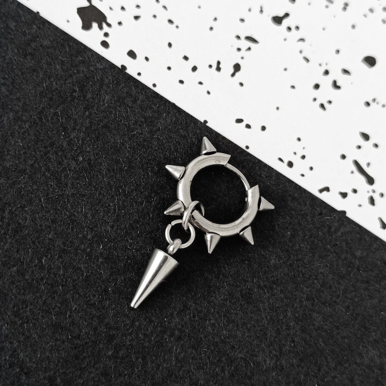 Grunge Spike Hoop Earrings: Stainless Steel Goth Punk Jewelry - Etsy UK