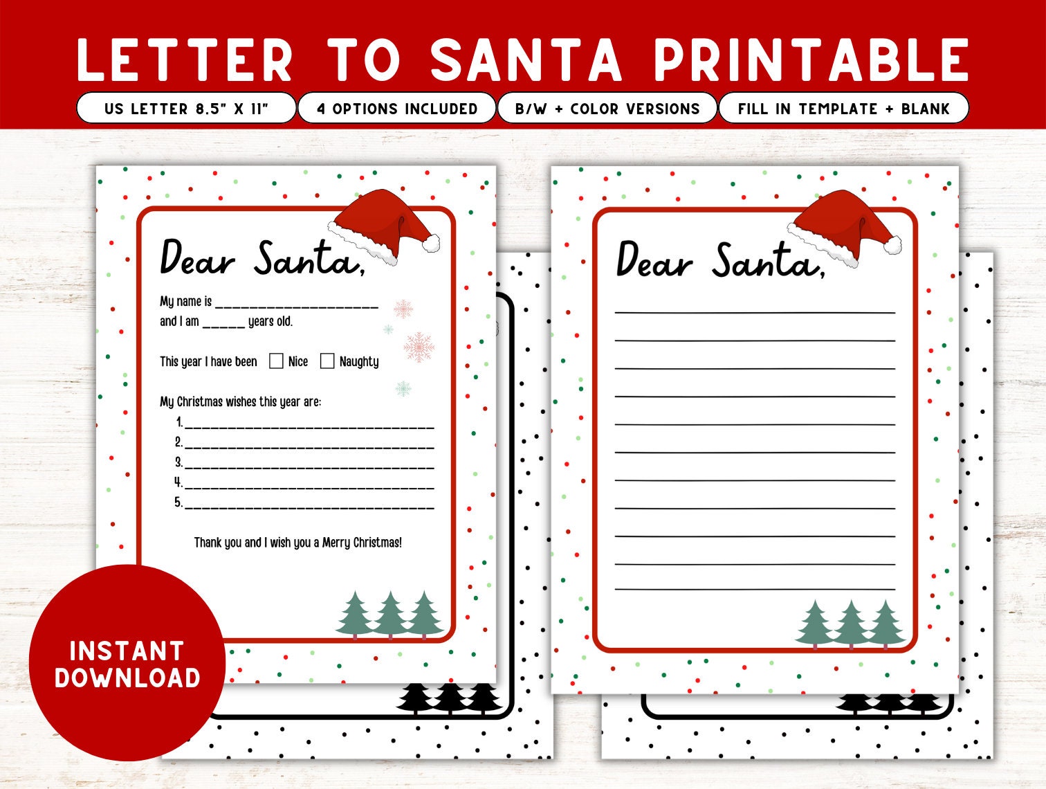 Letter to Santa, Dear Santa, Kids Santa Printable, Letter to Santa ...