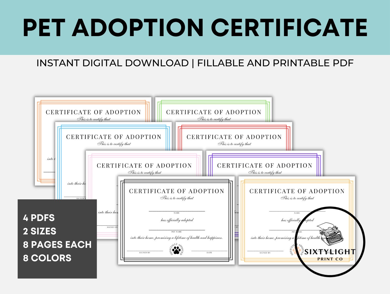 Pet Adoption Certificate Printable, Pet Adoption Form, Adoption ...