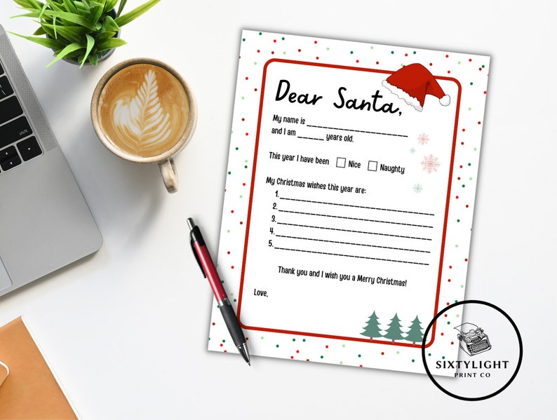 Letter to Santa, Dear Santa, Kids Santa Printable, Letter to Santa ...
