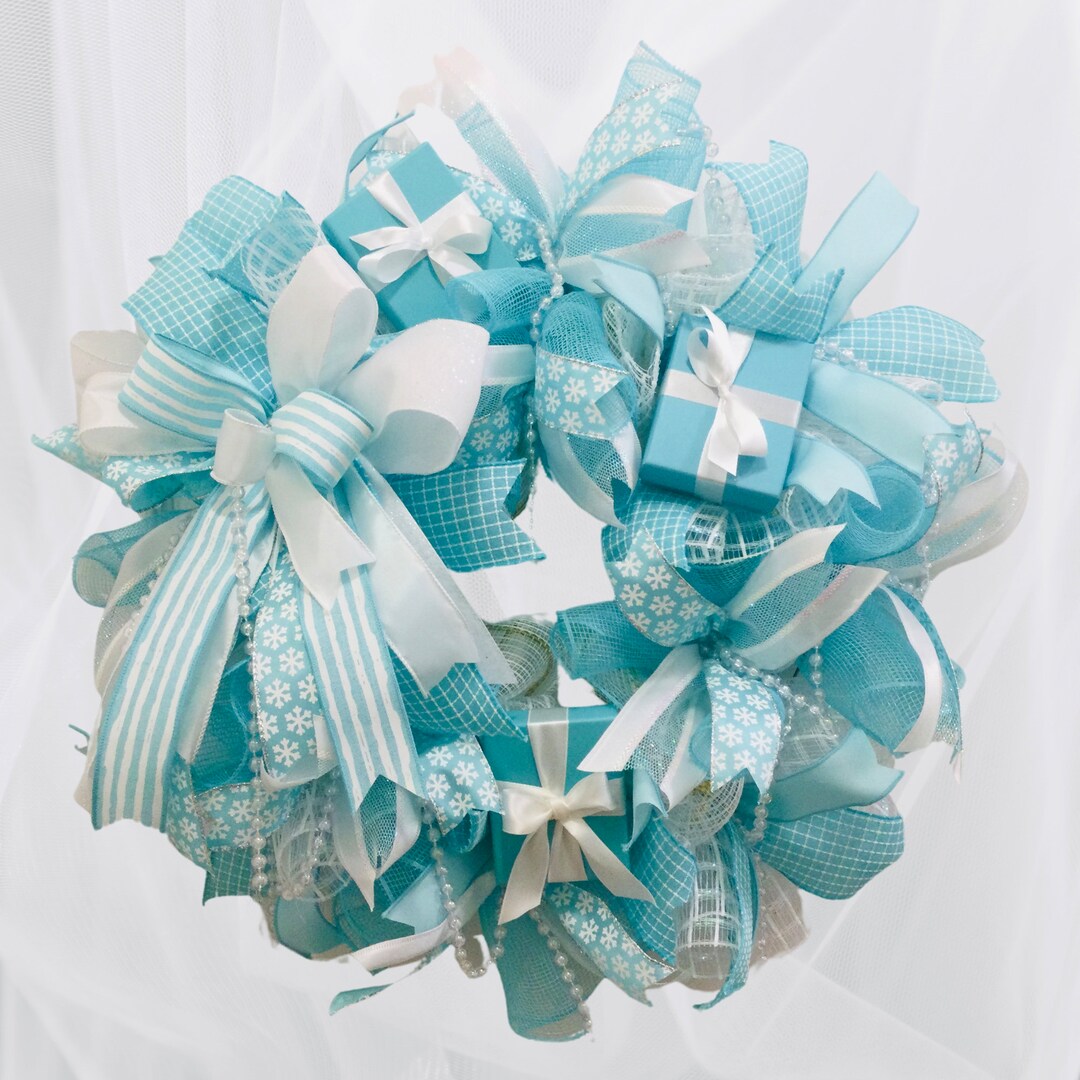 Luxury Tiffany Blue Wreath, Wreath for Front Door, Elegant Wedding ...