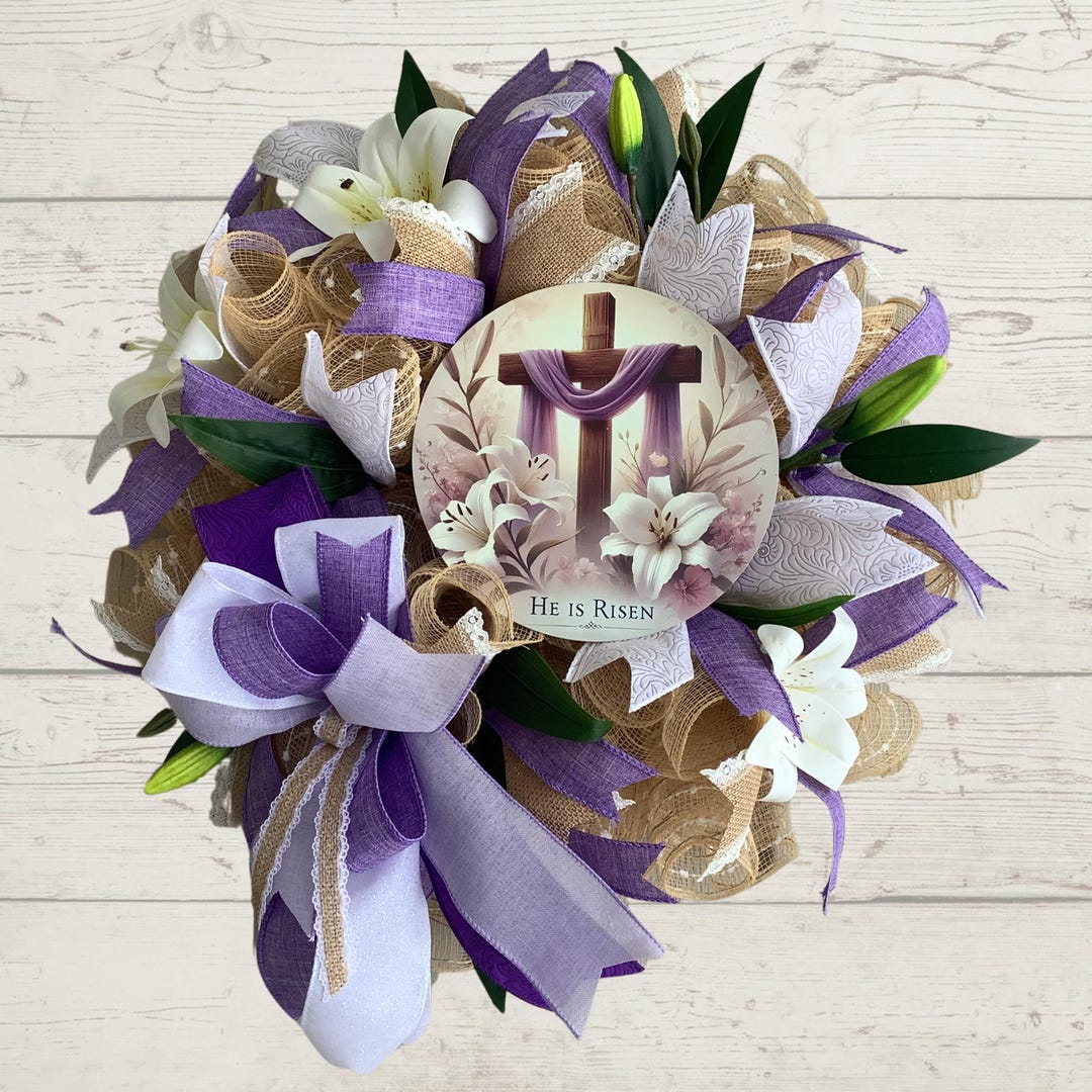 Religious Easter Wreath, Resurrection Cross Wreath, Christian Decor, He ...