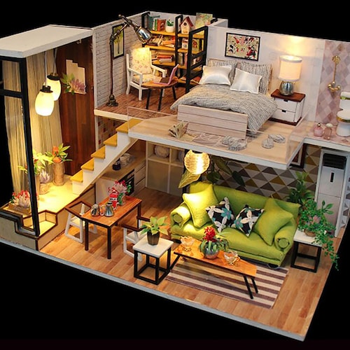 Miniature DIY Dollhouse Kit Wooden Model House DIY Craft - Etsy