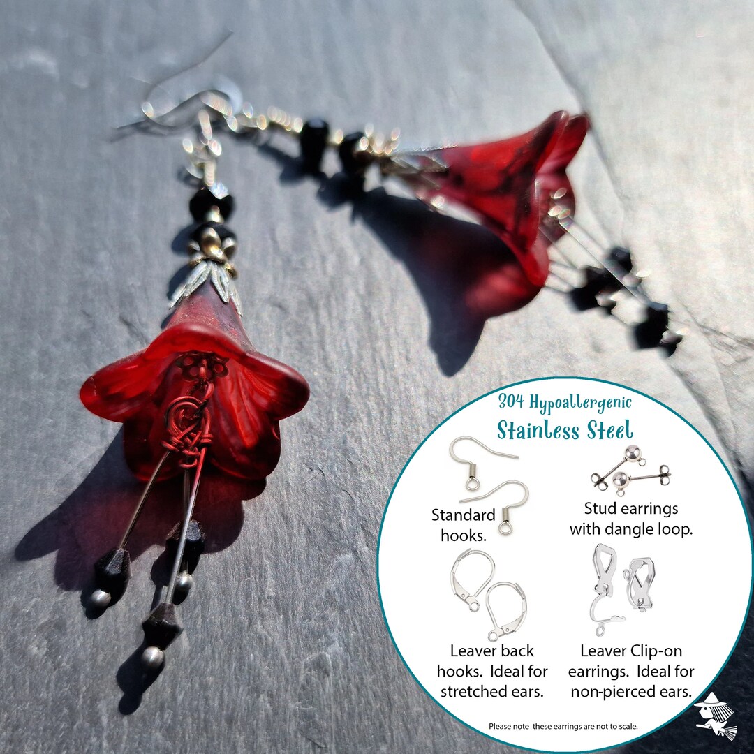 Large Hand Painted Lucite Flower Beads Earrings 304 Stainless Steel ...