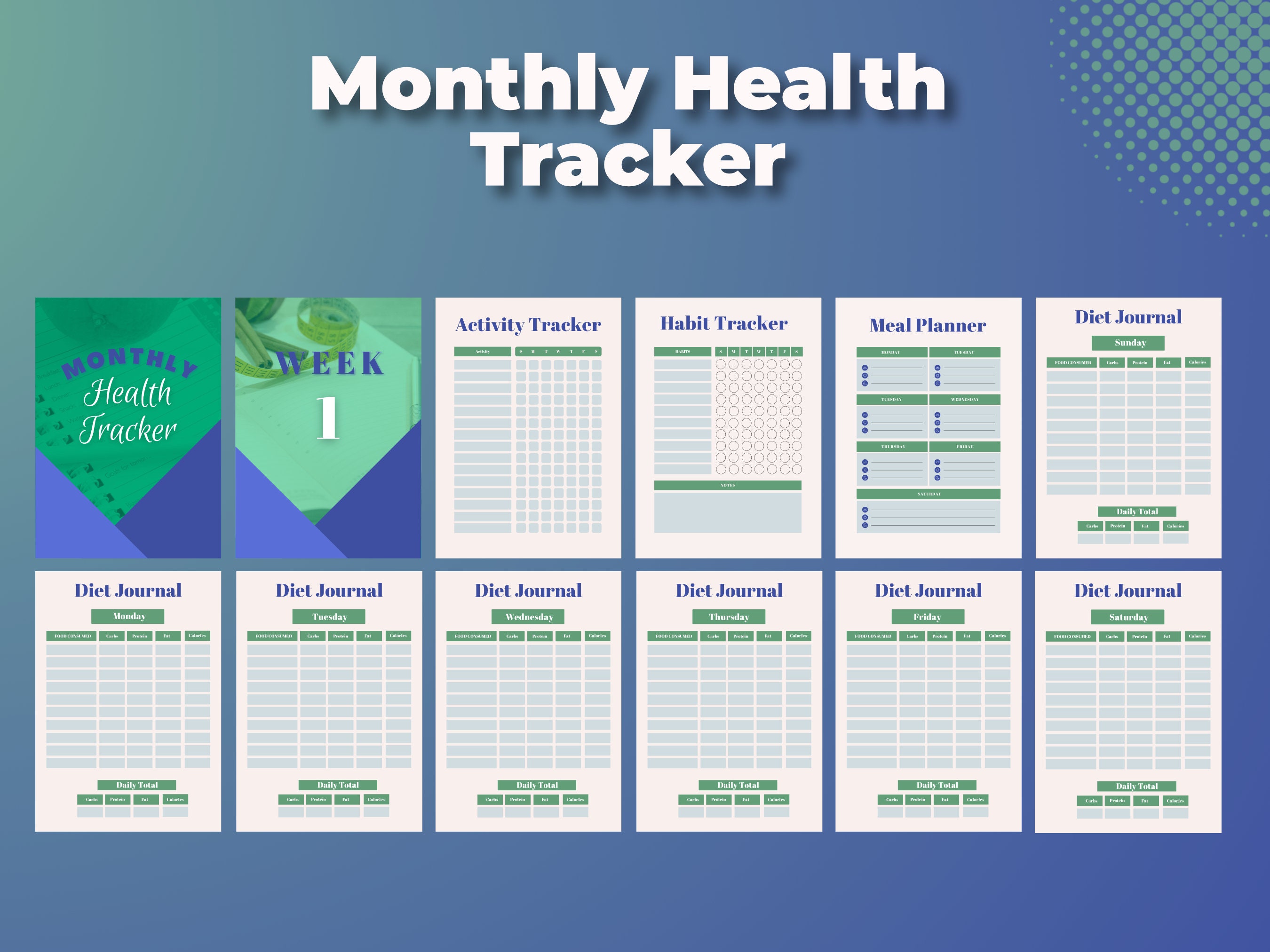 Monthly Health Tracker With Editable Forms - Etsy