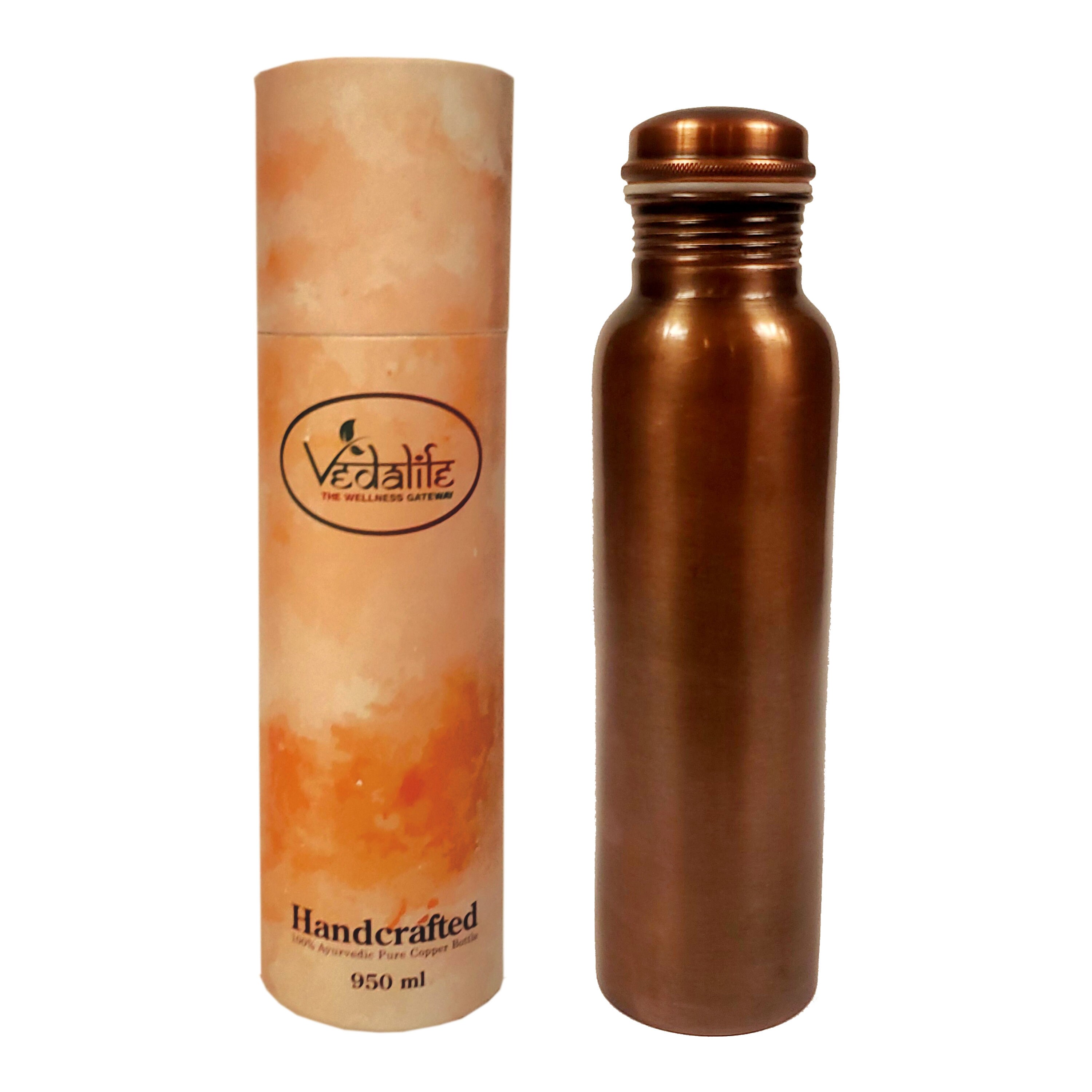 Handcrafted Pure Copper Water Bottle With Jute Sleeve (with Felt Base ...