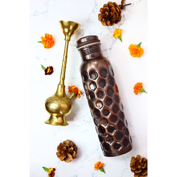 Handcrafted Pure Copper Water Bottle With Jute Sleeve with - Etsy