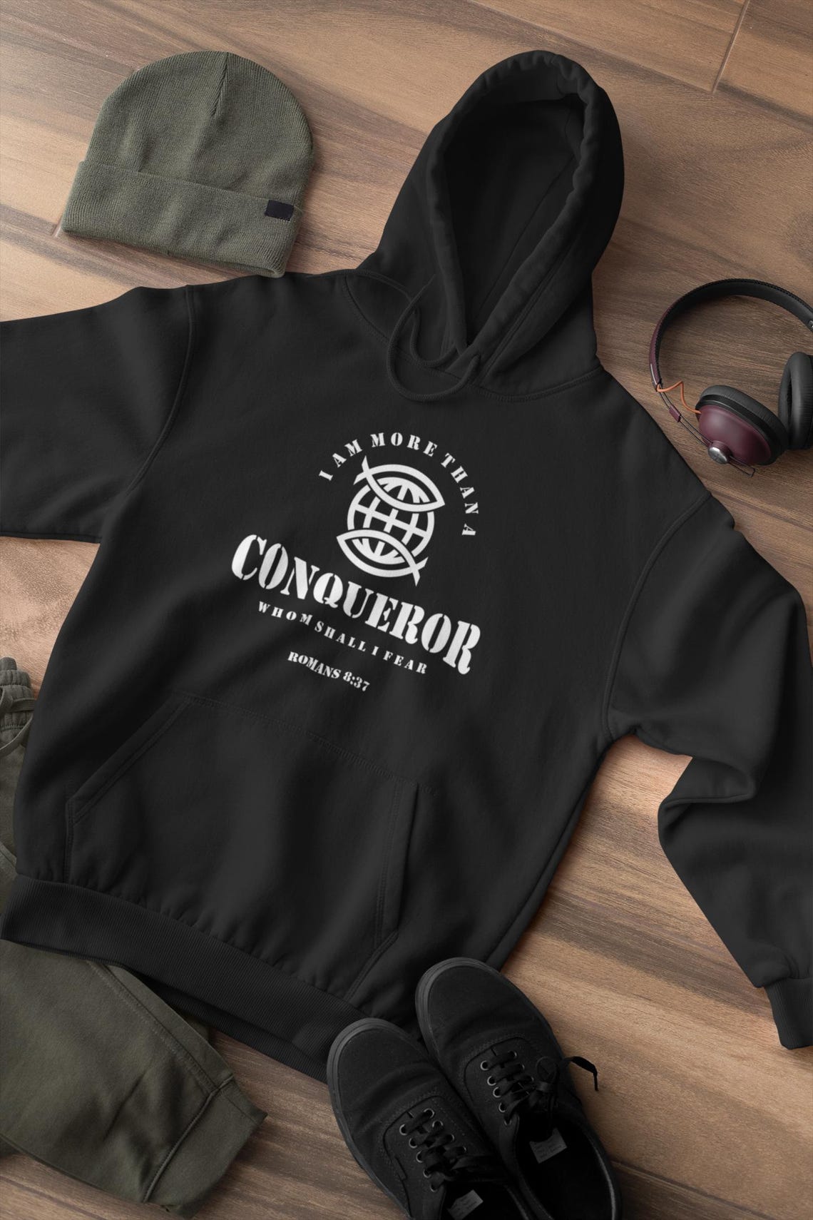 Conqueror Hoodie, Christian Apparel, Faith Based Christian Hoodie ...