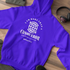 Conqueror Hoodie, Christian Apparel, Faith Based Christian Hoodie ...