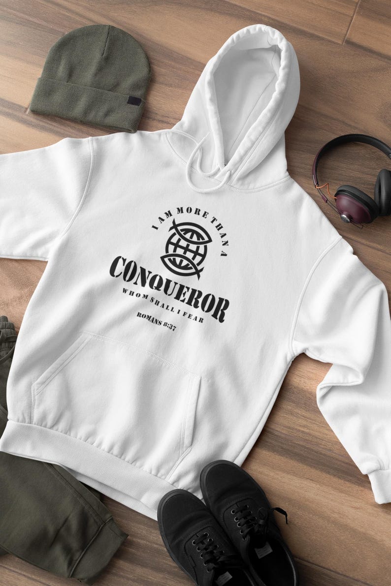 Conqueror Hoodie, Christian Apparel, Faith Based Christian Hoodie ...