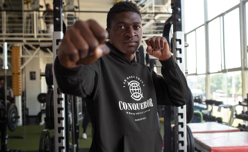 Conqueror Hoodie, Christian Apparel, Faith Based Christian Hoodie ...