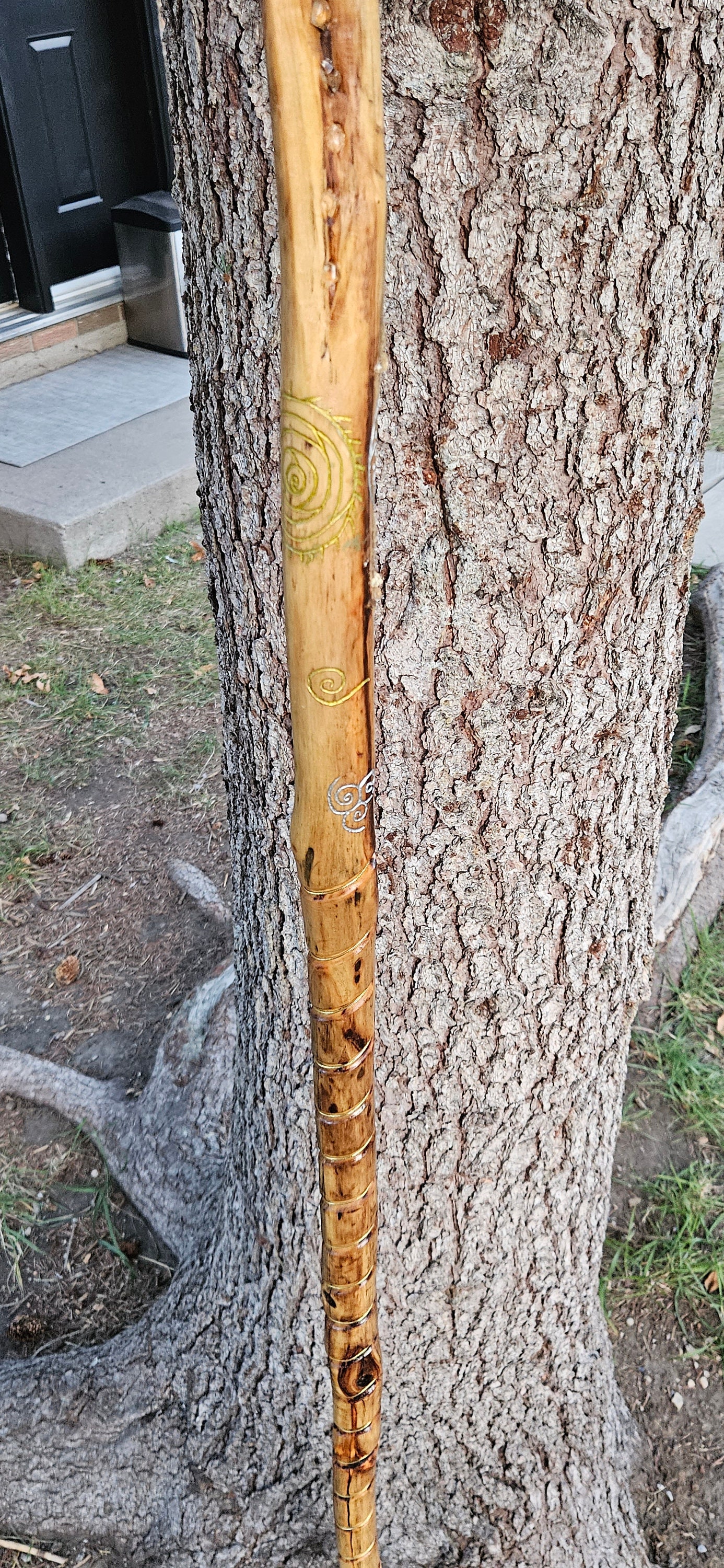 Handcrafted Moon & Sun Chase Staff - Unique Hiking Stick With Rising ...