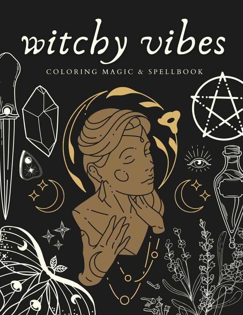 Witchy Vibes Coloring Book Printable Coloring Book Adult - Etsy