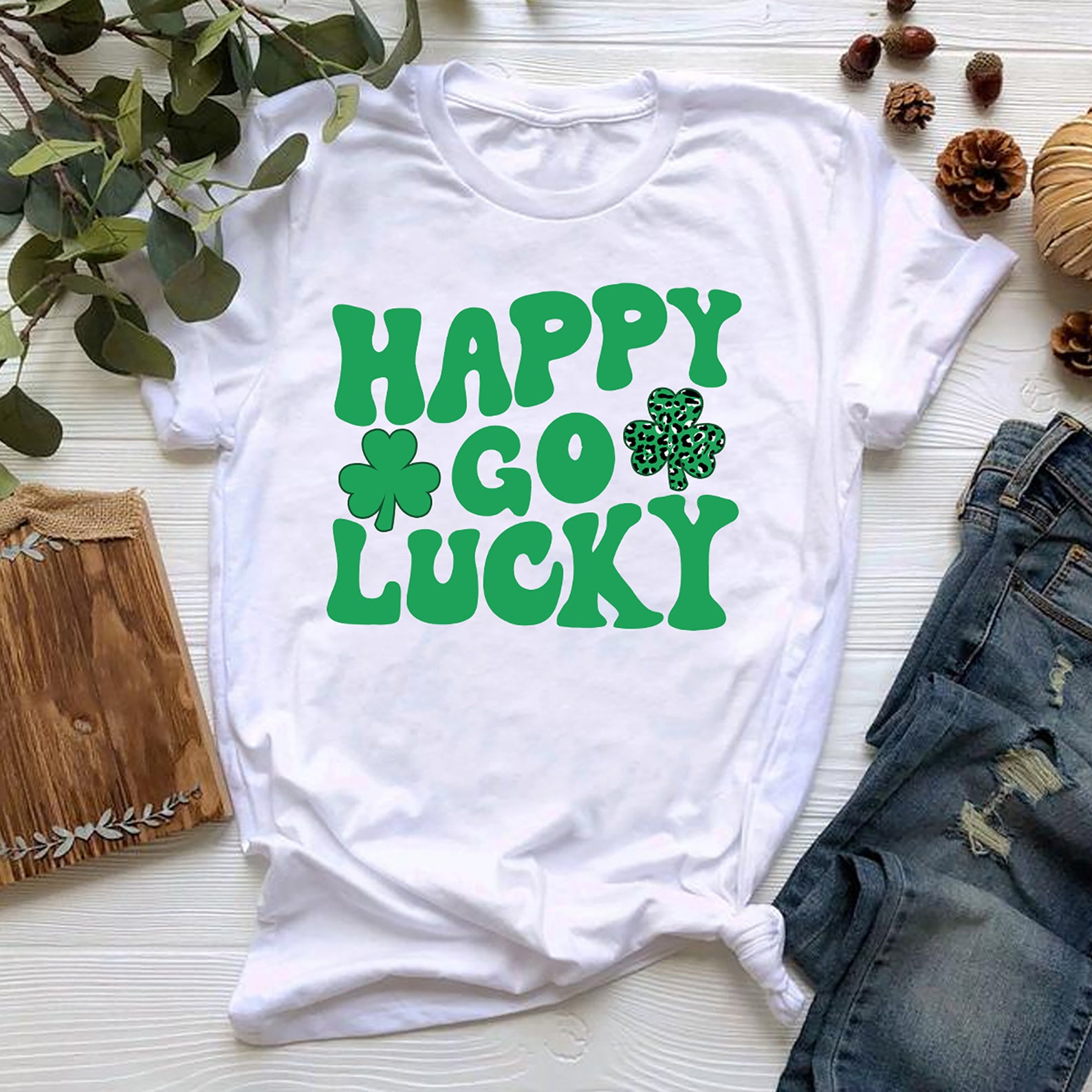 Happy Go Lucky Svg St Patricks Day Svg Lucky Shamrock Svg Etsy