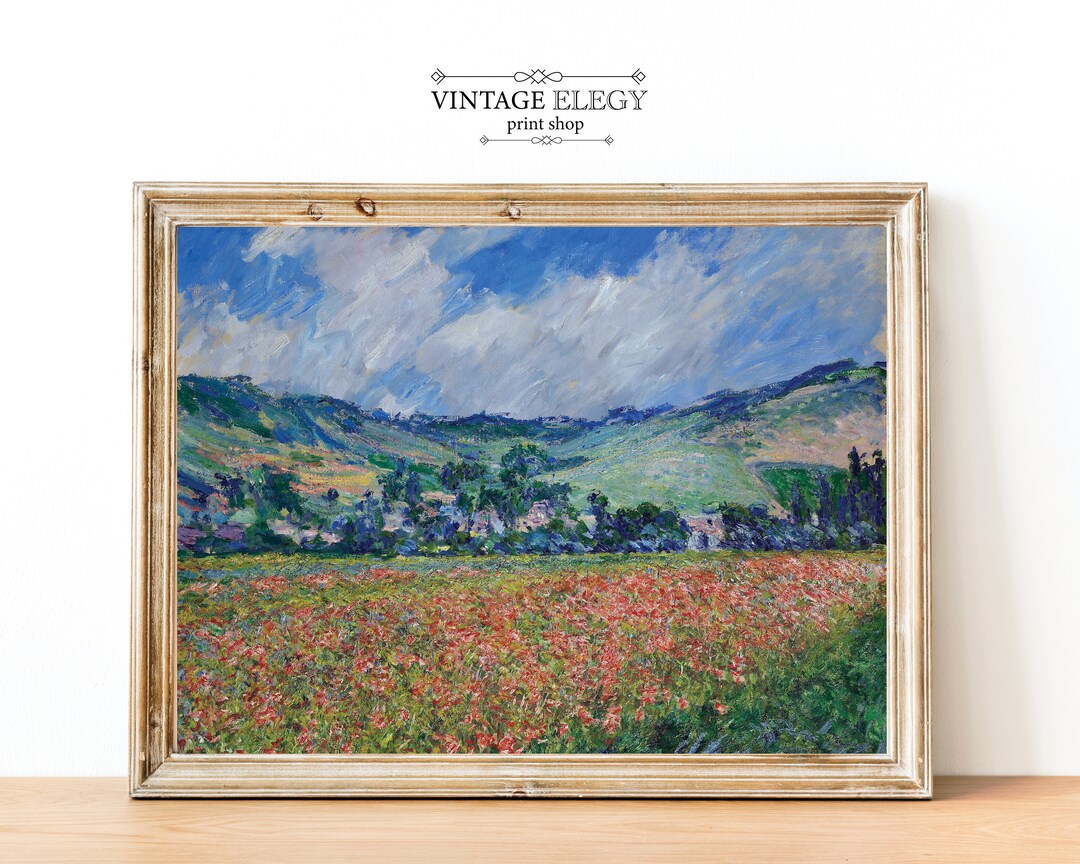 Monet Poppy Field Scenic Landscape French Art Print | French Antique ...