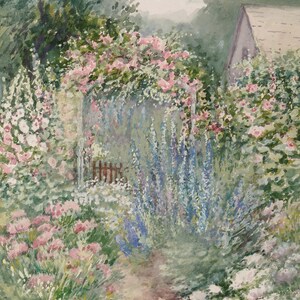French Country Cottage Landscape Flower Garden Painting | French ...