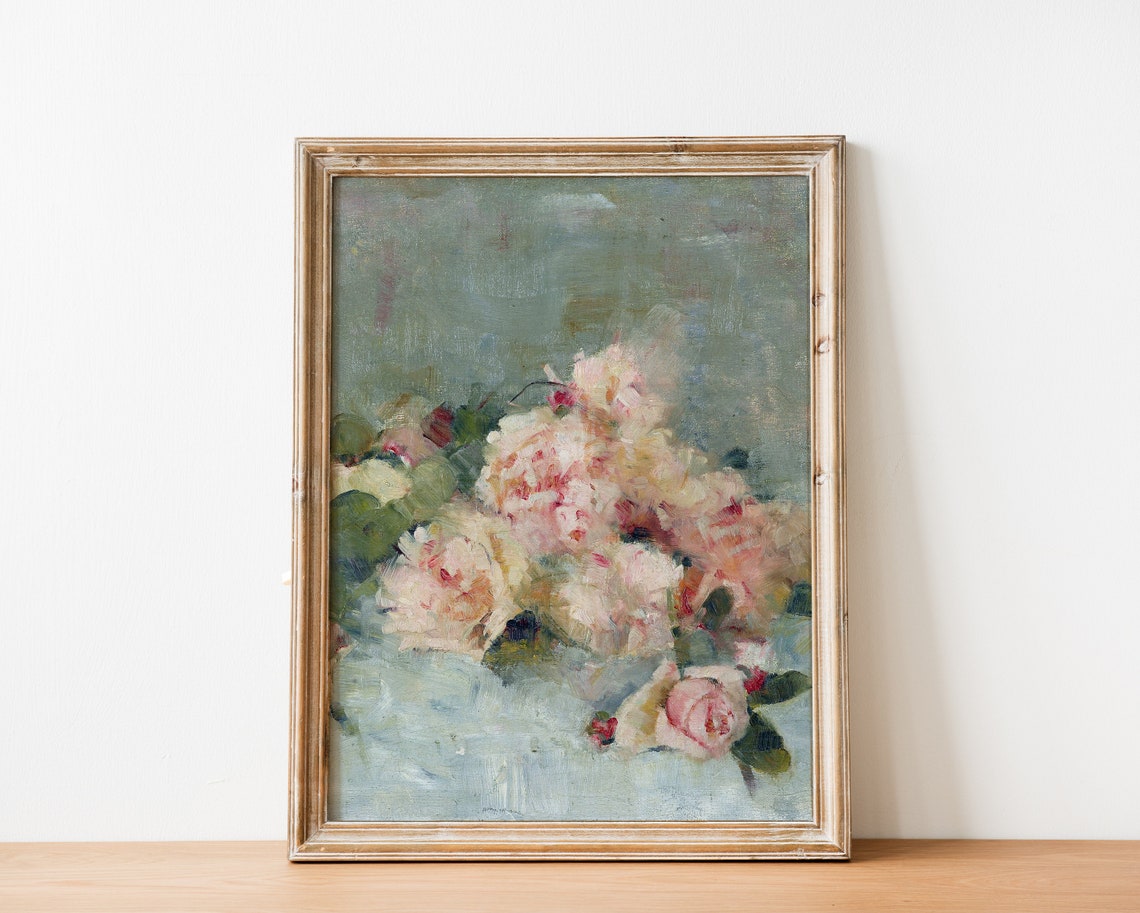Vintage Flower Painting | French Antique Rose Art Print | DIGITAL PRINT ...