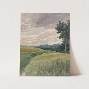 Vintage French Country Cottage Watercolor Landscape Print | French ...