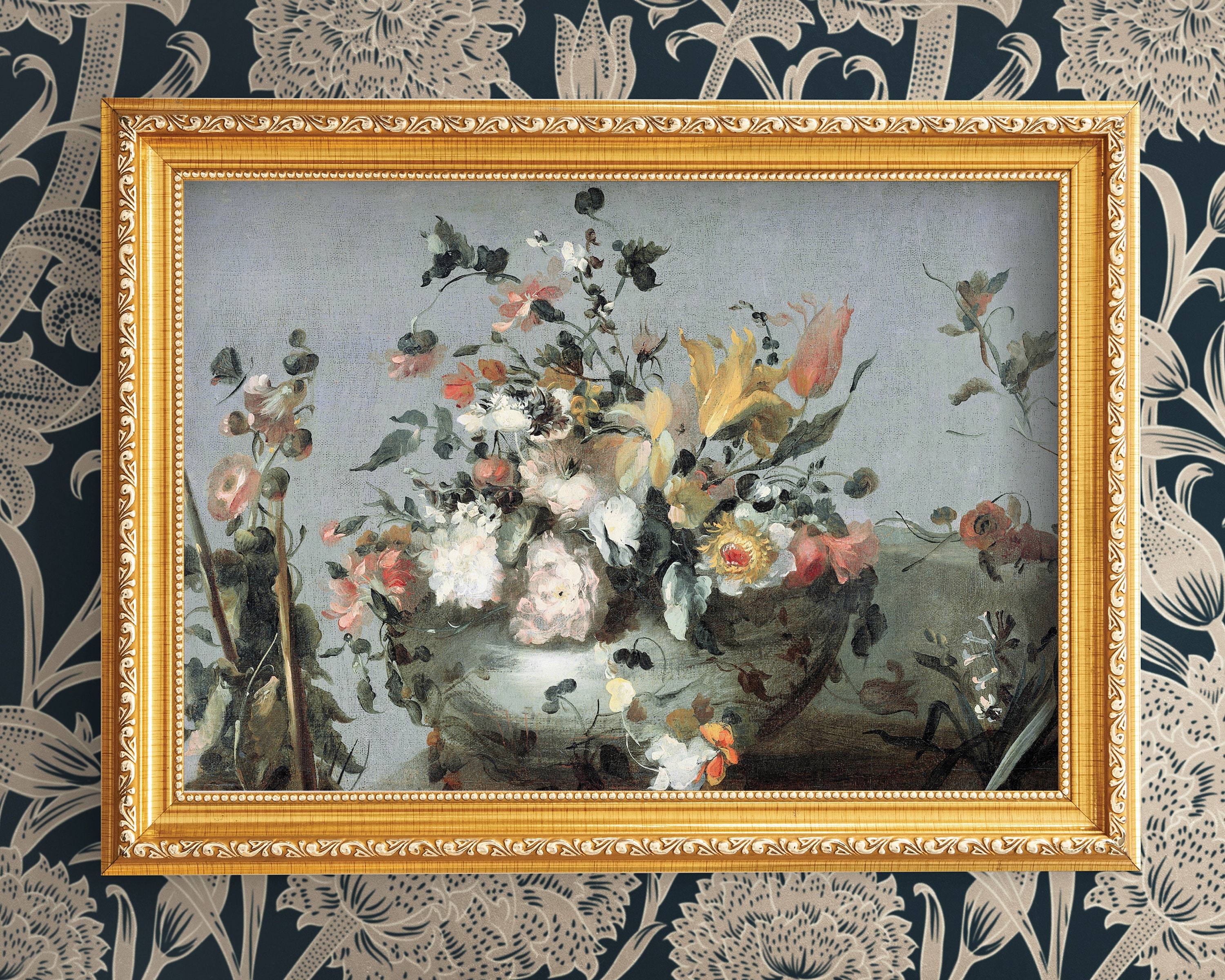 Vintage French Country Cottage Roses Flower Painting French - Etsy