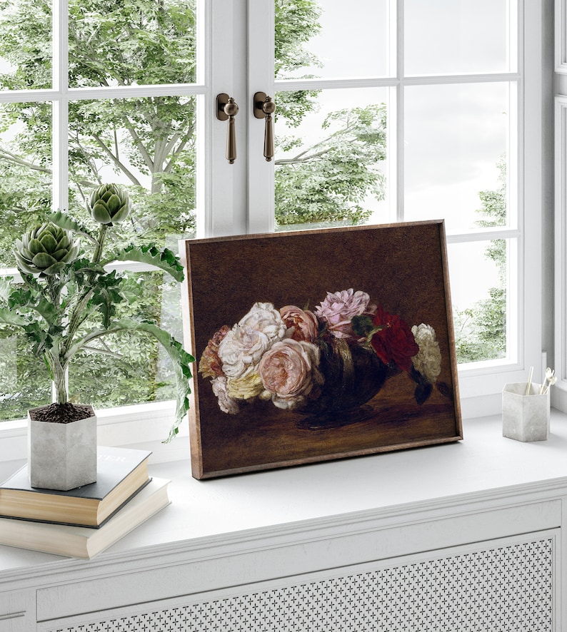 Vintage French Country Cottage Roses Flower Painting | French Antique ...